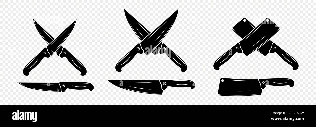 Kitchen Knives Silhouette. Single Color Kitchen Knives. Crossed Knives ...