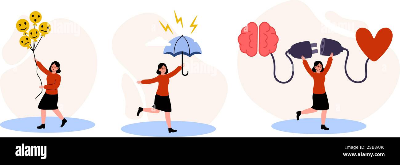 Bright and playful illustrations depicting emotions and connections of ...