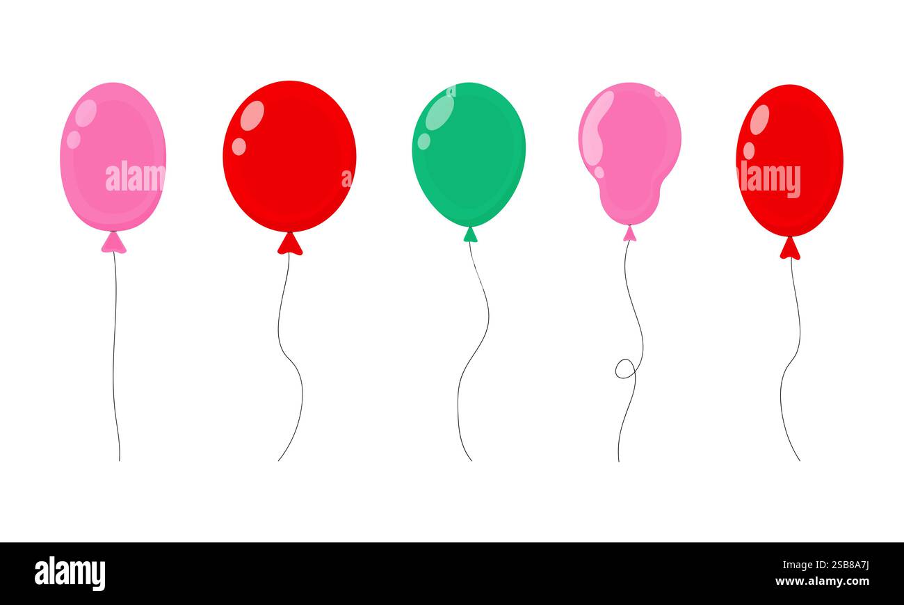 Colorful balloons in various states of inflation at a festive ...