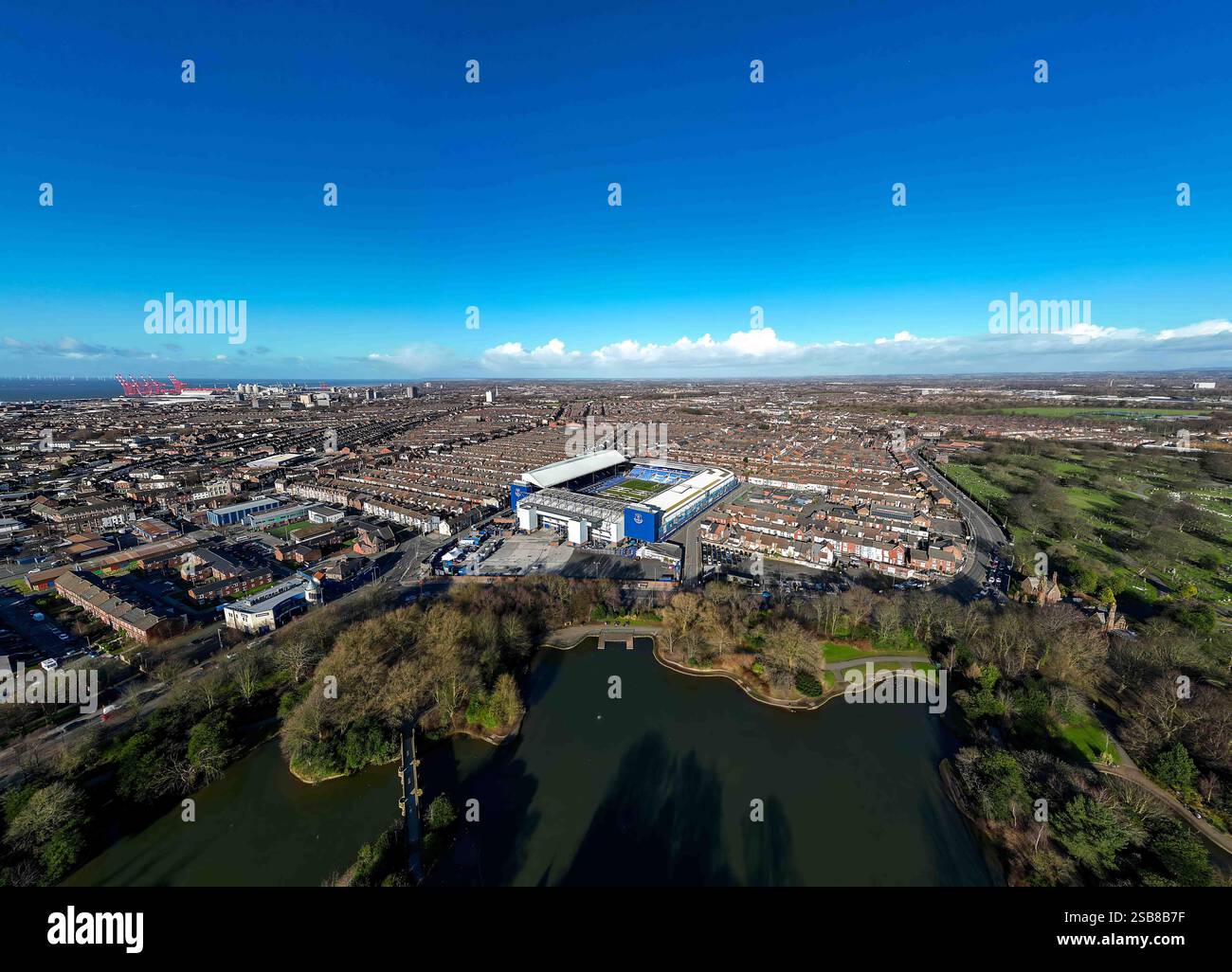 An aerial view of Goodison Park, home of Everton Football Club in ...