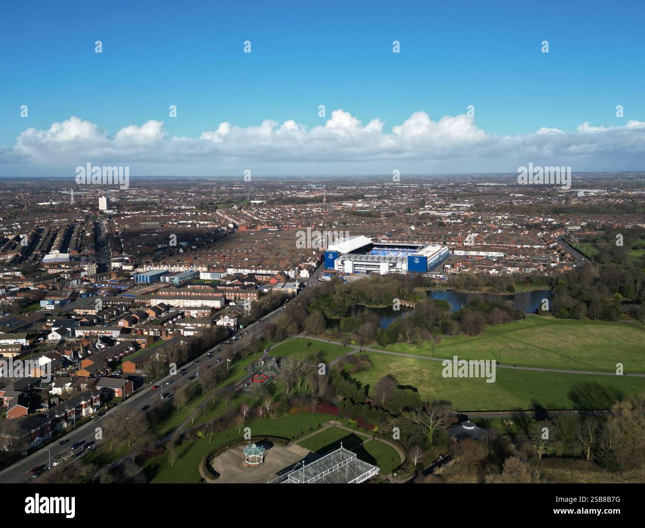 An aerial view of Goodison Park, home of Everton Football Club in ...