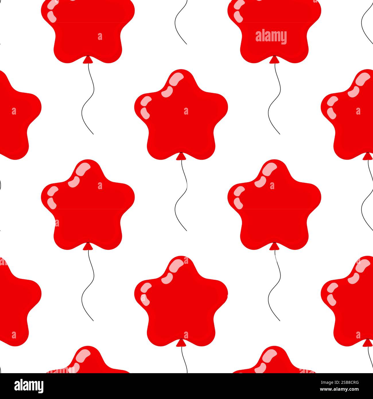 Bright red star-shaped balloons create a festive pattern for ...