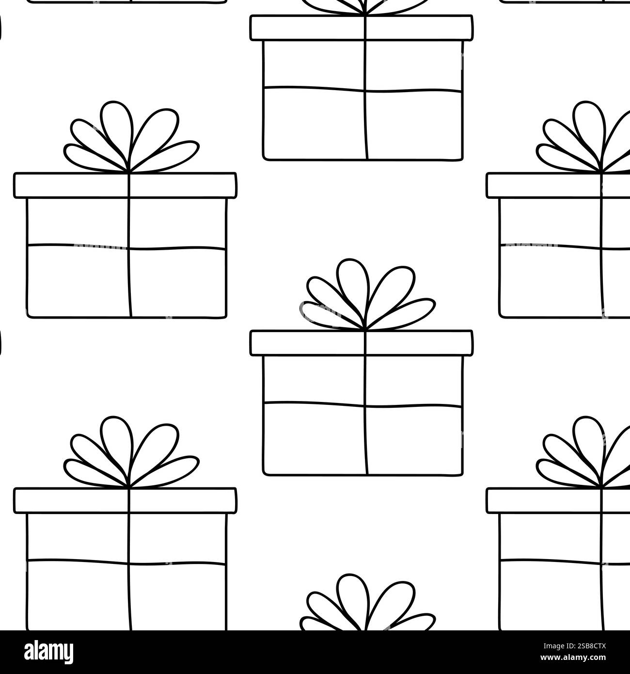 Pattern of gift boxes with floral designs on a white background Stock ...