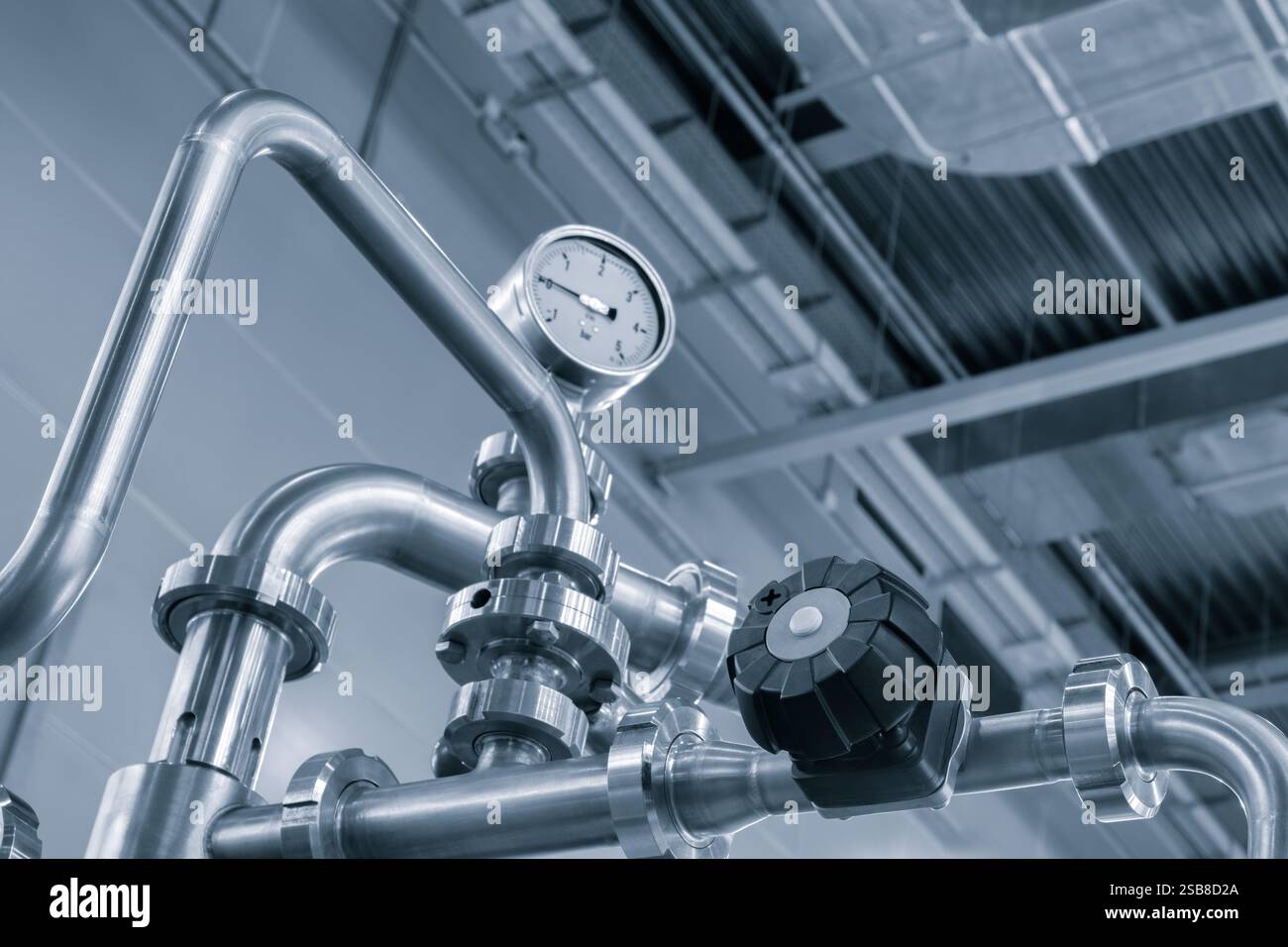 Boiler room gas pressure meter. Industrial concept. equipment of the ...