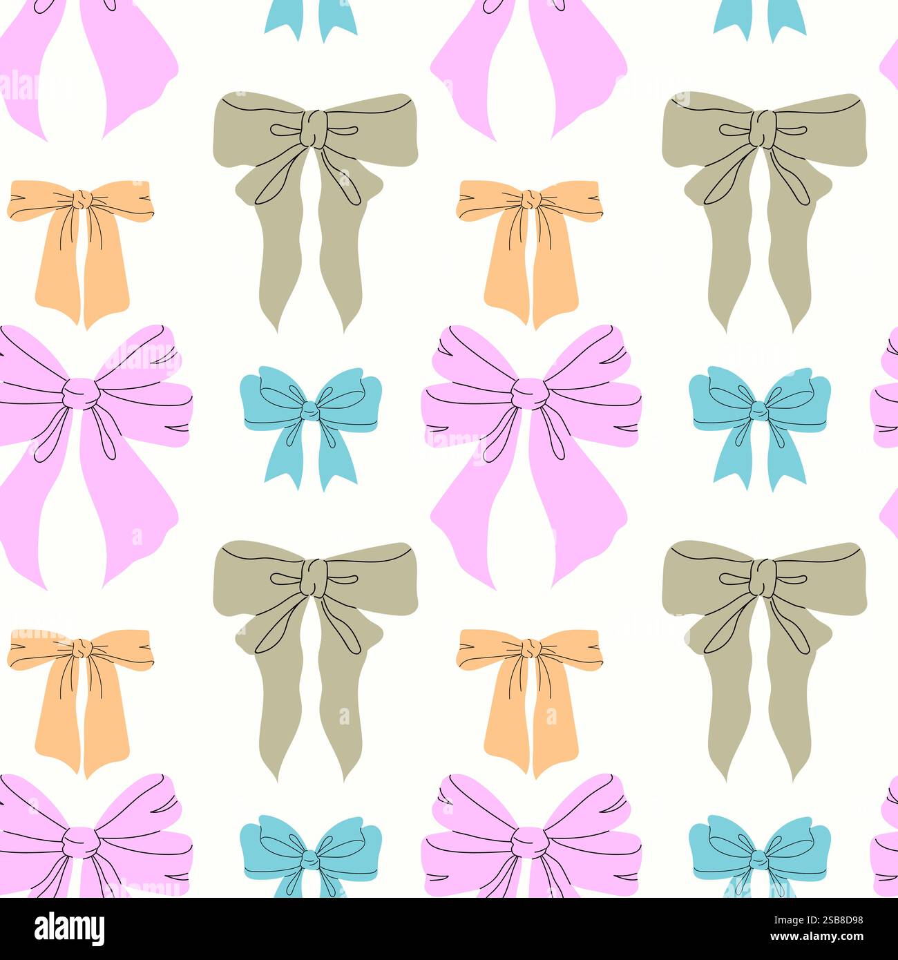A seamless pattern of colorful bows in various sizes and colors Stock ...