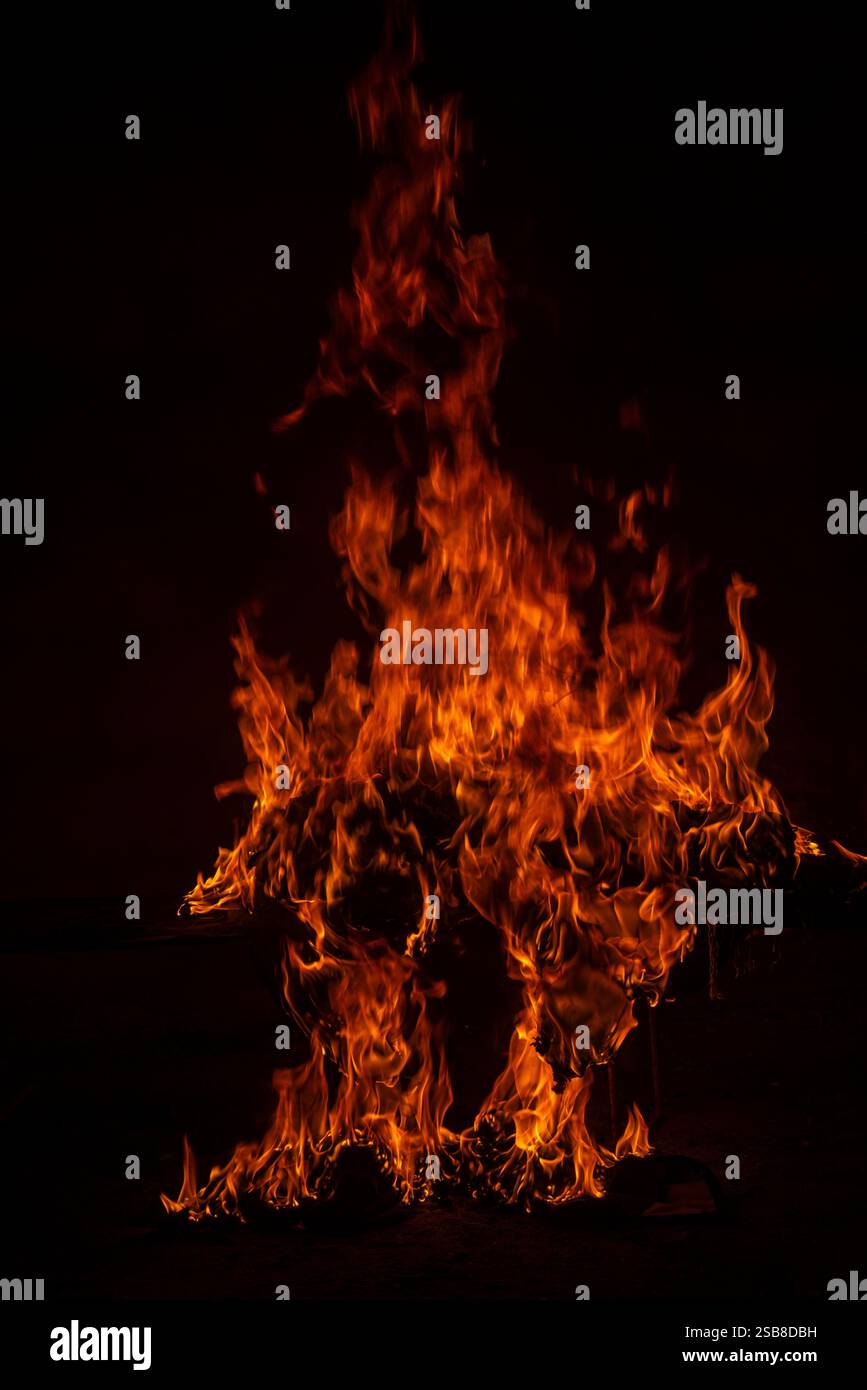 Fire flames on black background. Fire sparks background. Abstract dark ...