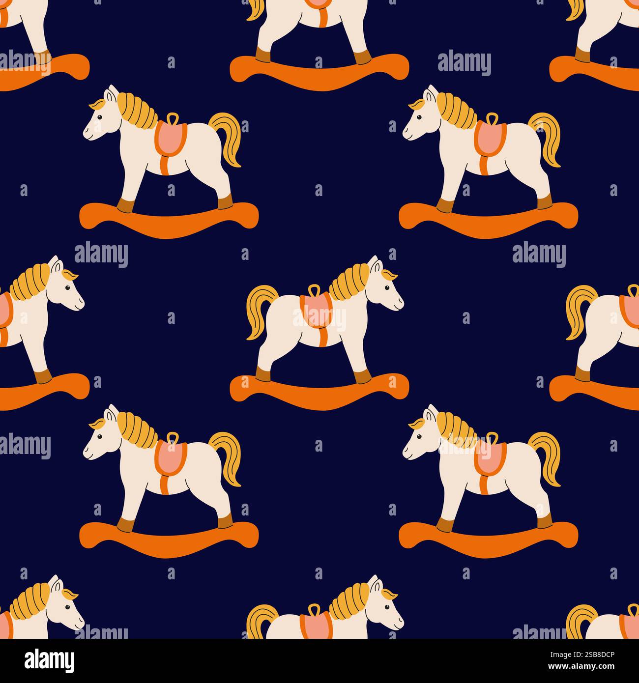 Colorful rocking horse pattern design suitable for children's room ...
