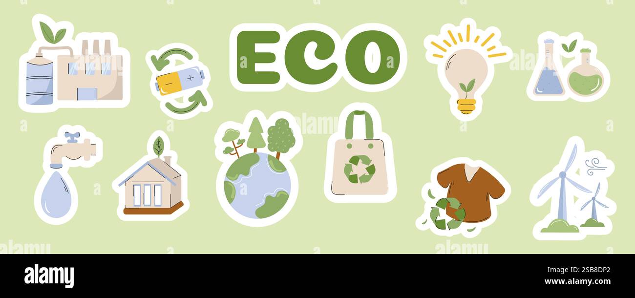 Eco-friendly icons representing sustainability and environmental ...