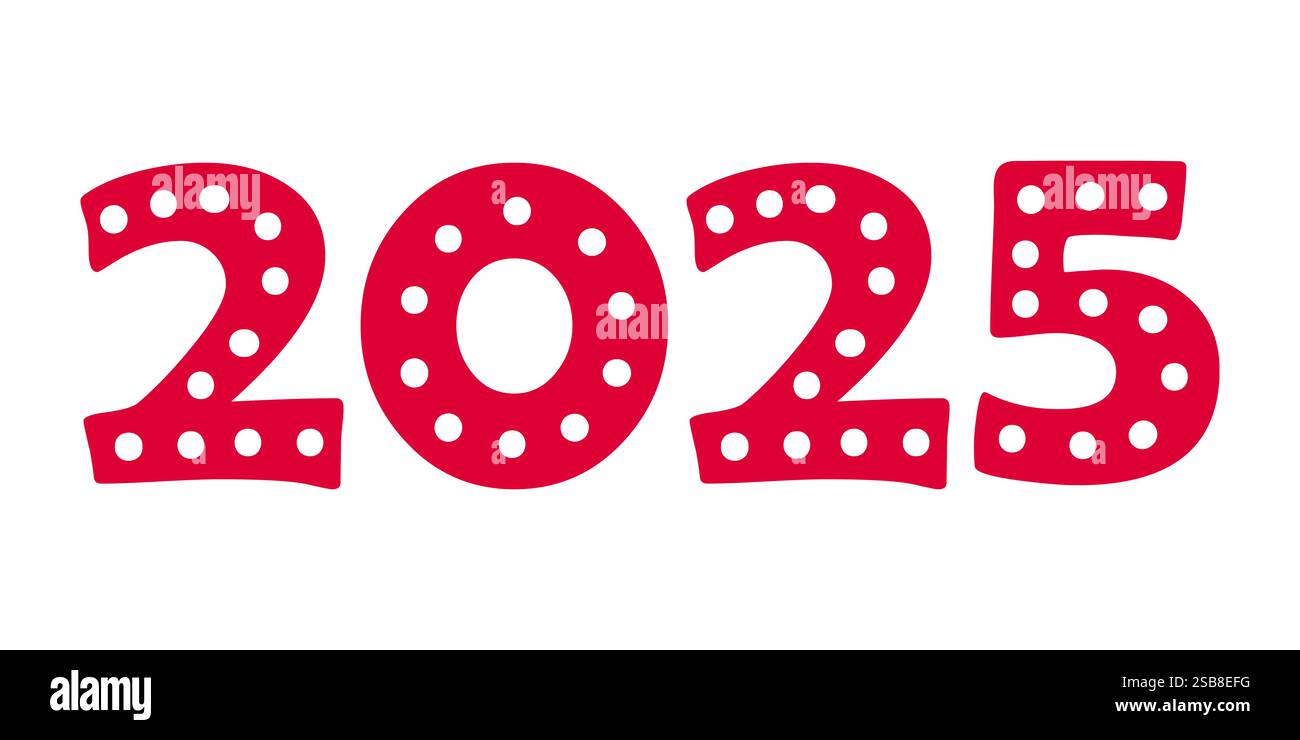 2025 handwritten text. Typography vector design for Happy New Year ...