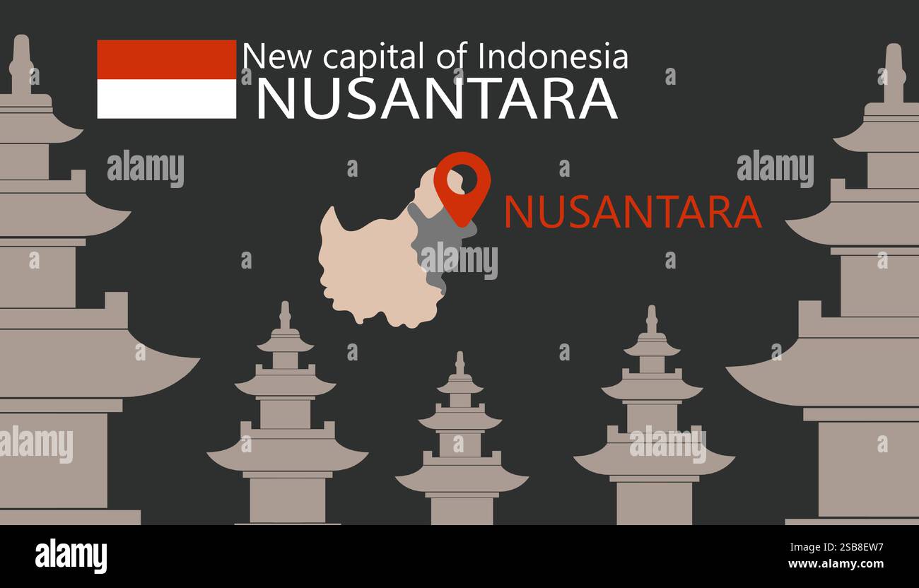 New Indonesian Capital Nusantara Location Map Stock Vector Image & Art ...