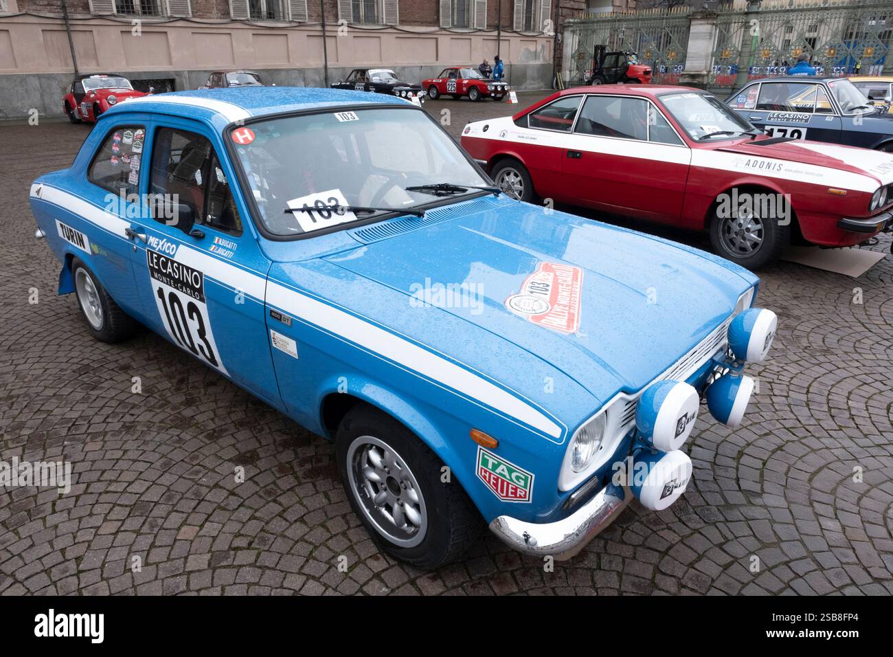 Turin, Italy. December 31, 2025.Classic Cars line up for the Rallye ...