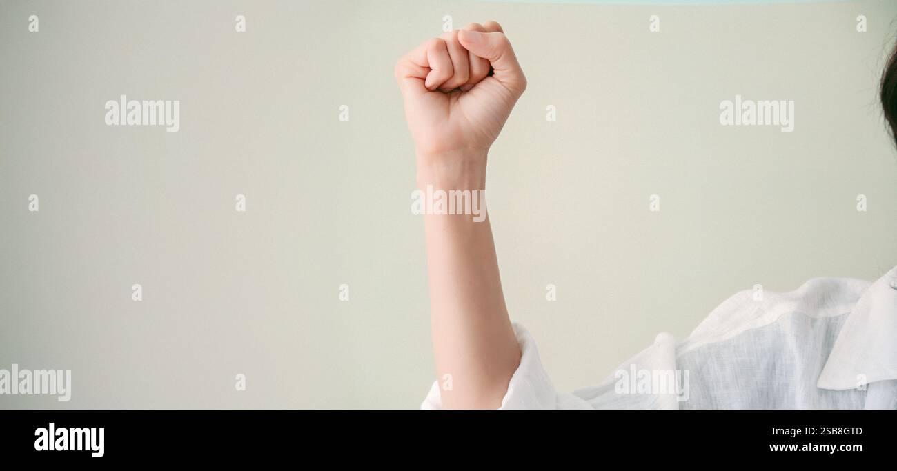 International Women's Day 2025: Accelerate Action. Woman hand gesture ...