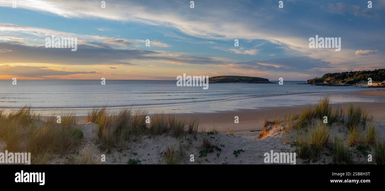 Sunset on the beach of Loredo in the municipality of Somo in the ...