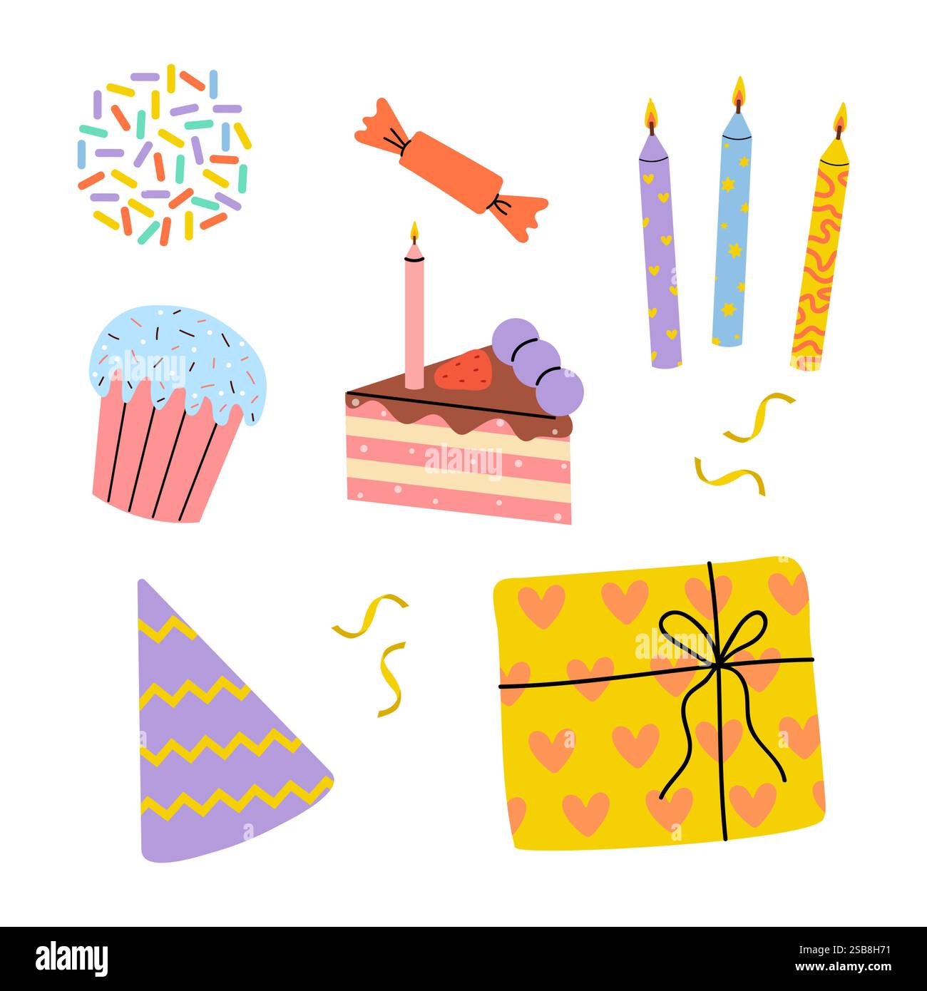 Birthday celebration decorations with colorful items for a festive ...