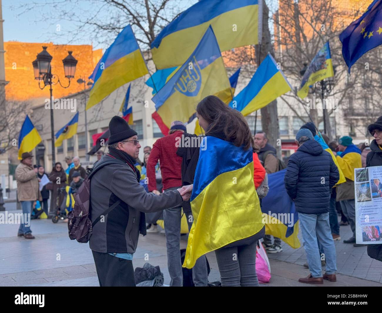 Unity in support for Ukraine during a peaceful gathering with flags ...
