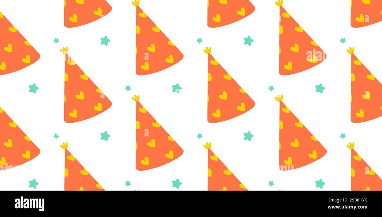 Colorful party hats with hearts and stars on a bright background for ...