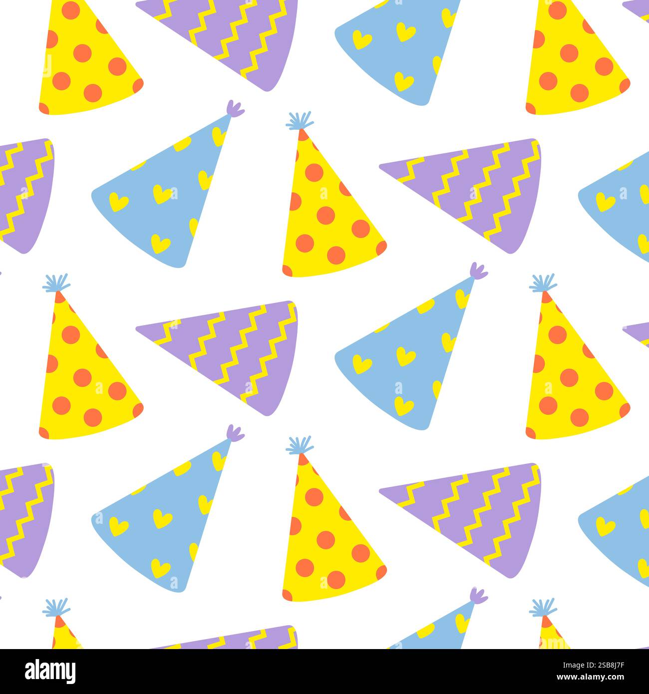 Colorful party hats in a whimsical pattern for festive celebrations and ...