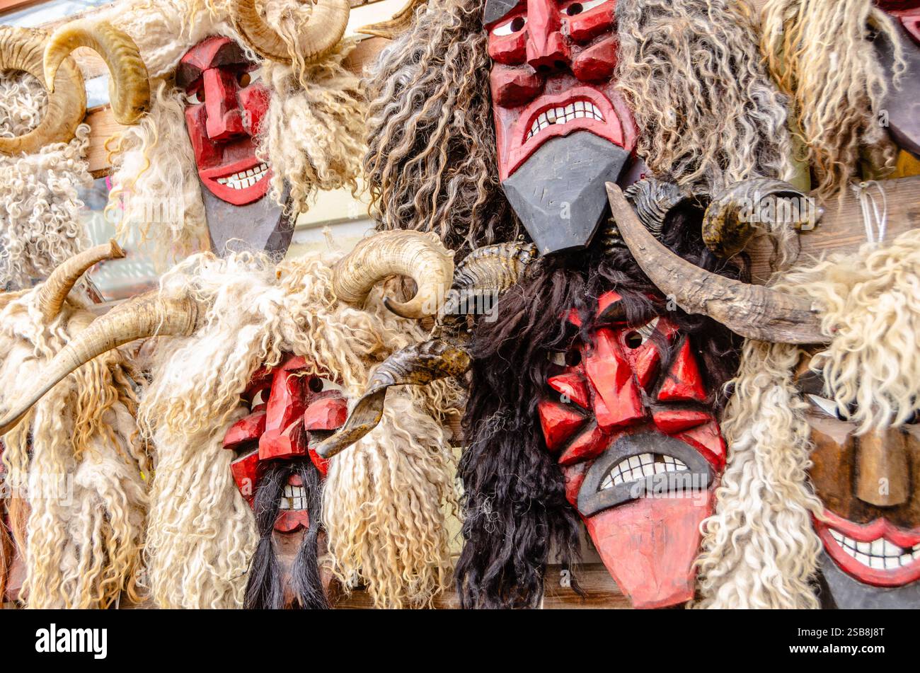 Hand Carved Buso masks for sale at the Busojaros Festival in Mohacs ...