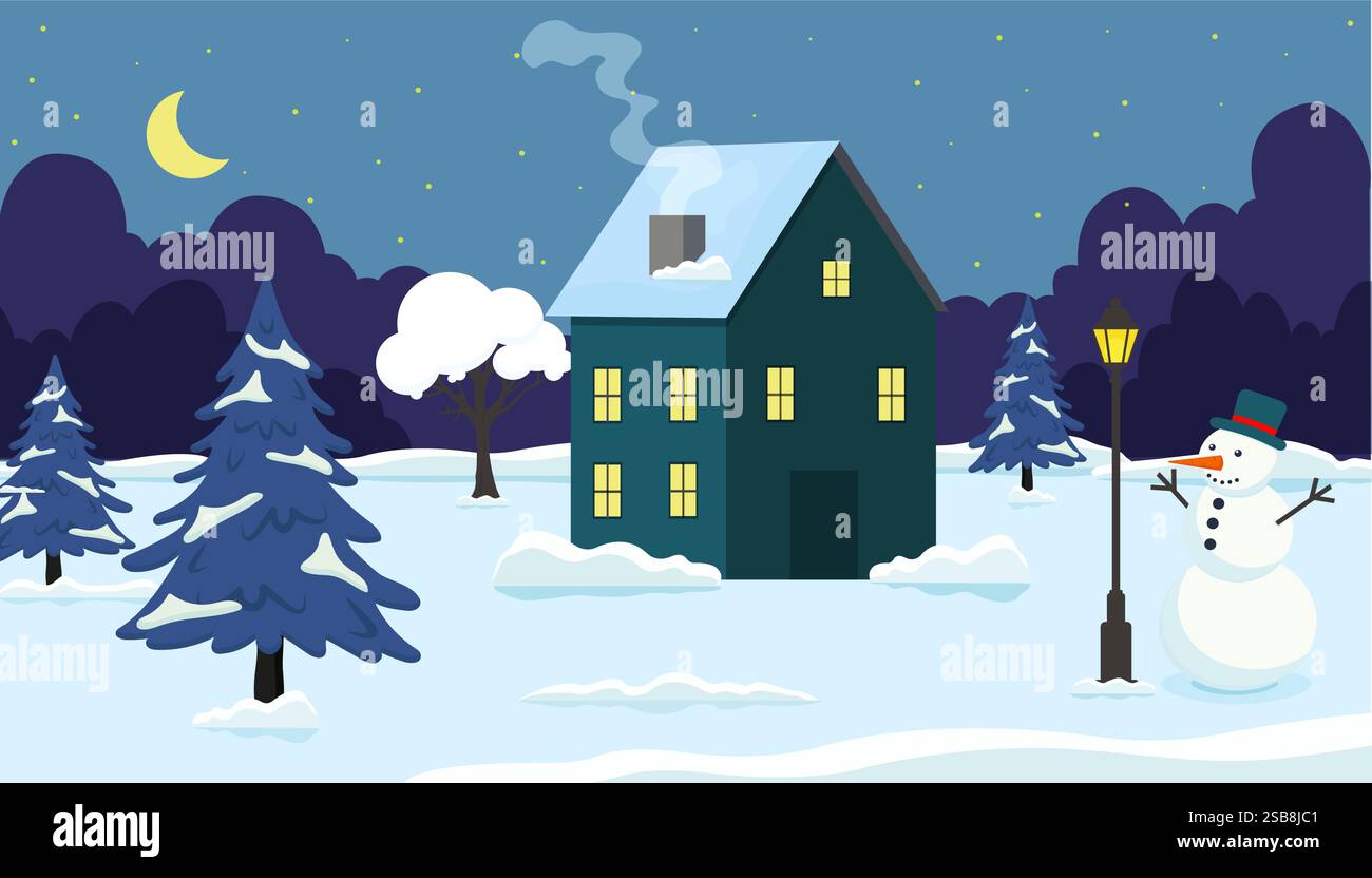 Moon snow on trees Stock Vector Images - Alamy