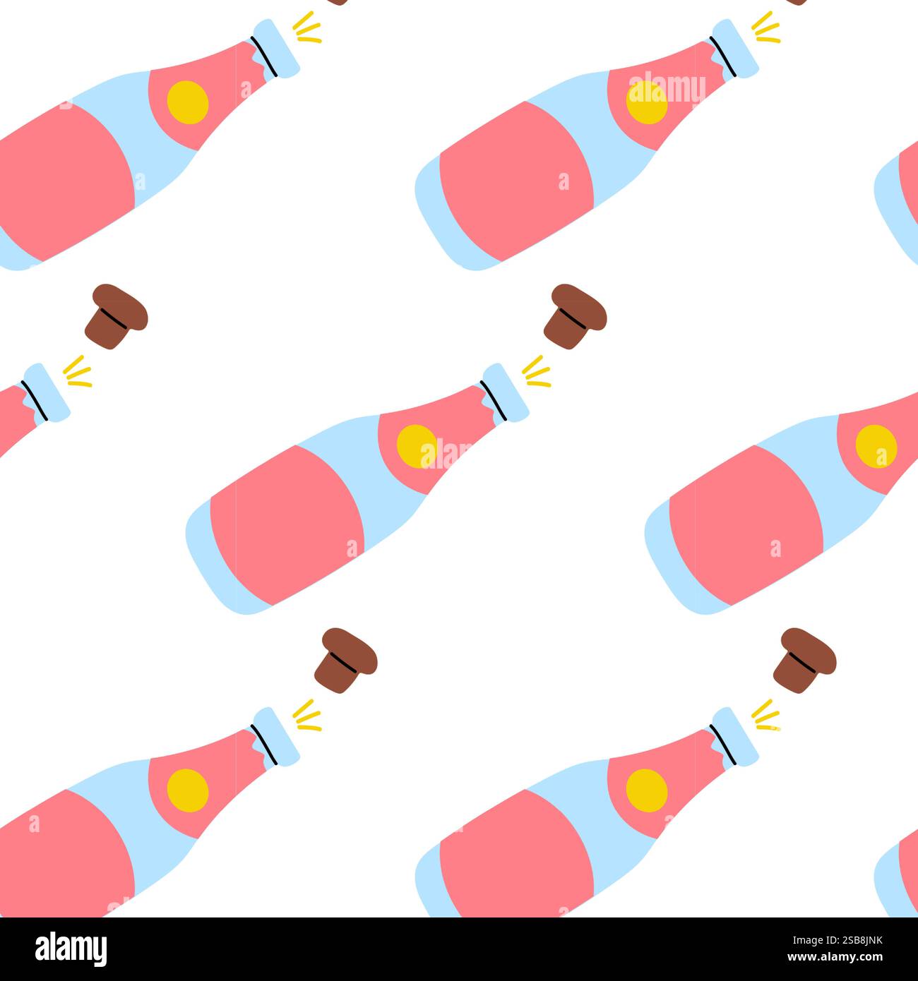 Colorful pattern of soda bottles and caps on a white background in a ...