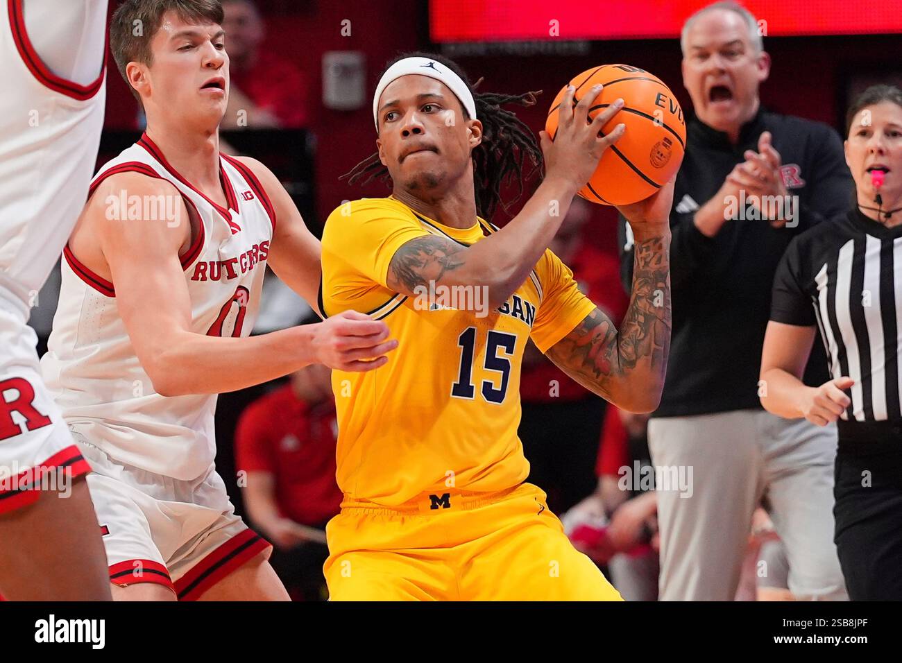 PISCATAWAY, NJ - FEBRUARY 01: Rubin Jones #15 of the Michigan ...