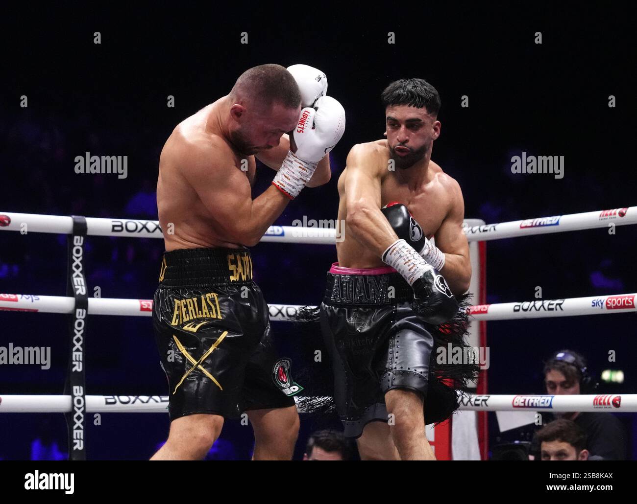 Adam Azim (right) and Sergey Lipinets in the IBO World Super Light ...