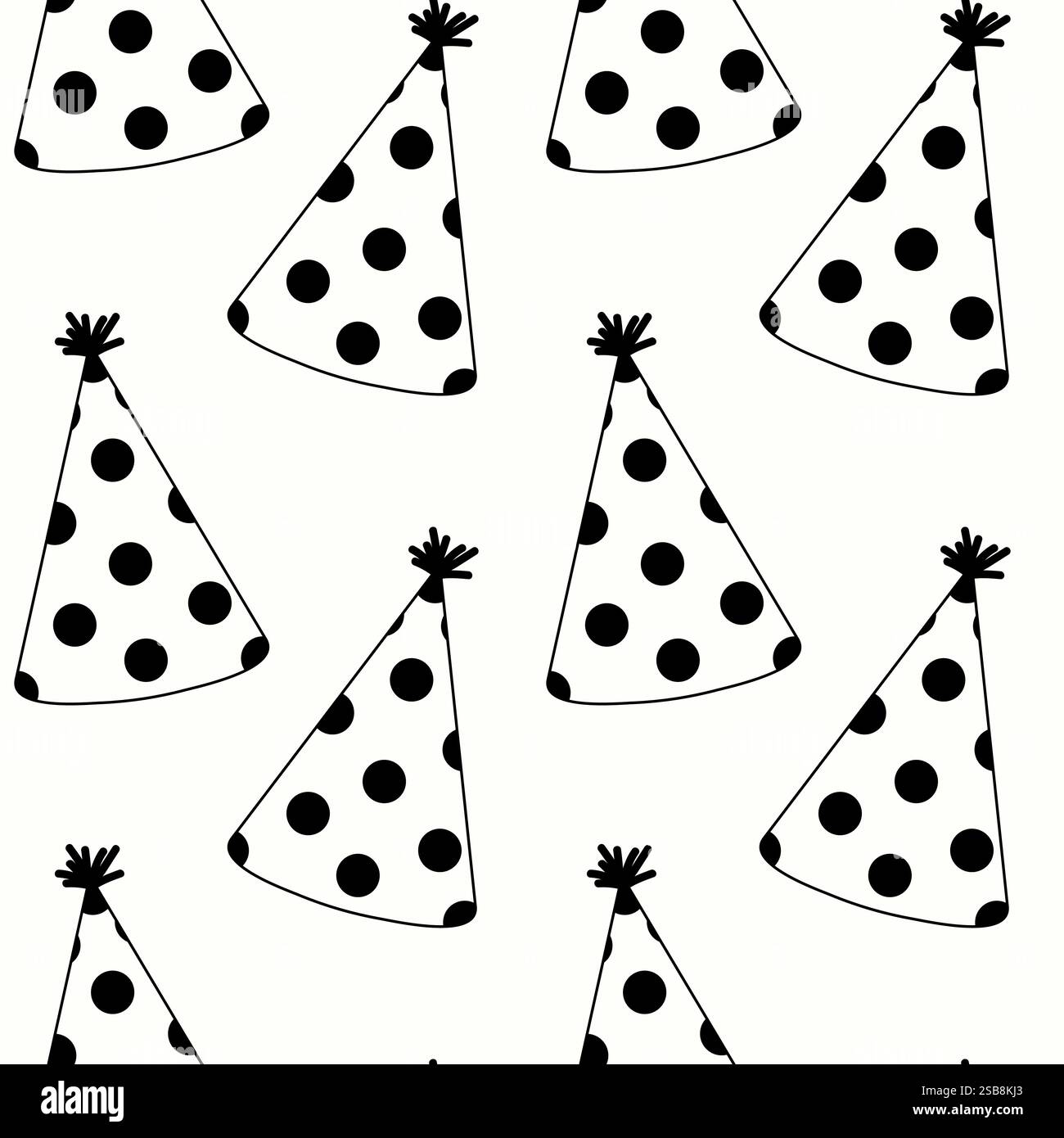Fun polka dot party hats in a playful pattern on a light background ...
