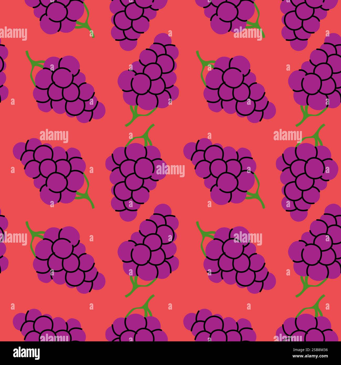 Vibrant purple grapes pattern on a bright red background showcasing fun textile design Stock ...