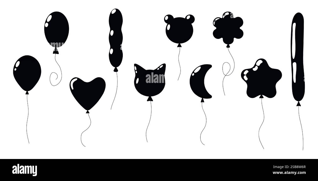 Unique black balloons shaped like animals and objects for creative ...