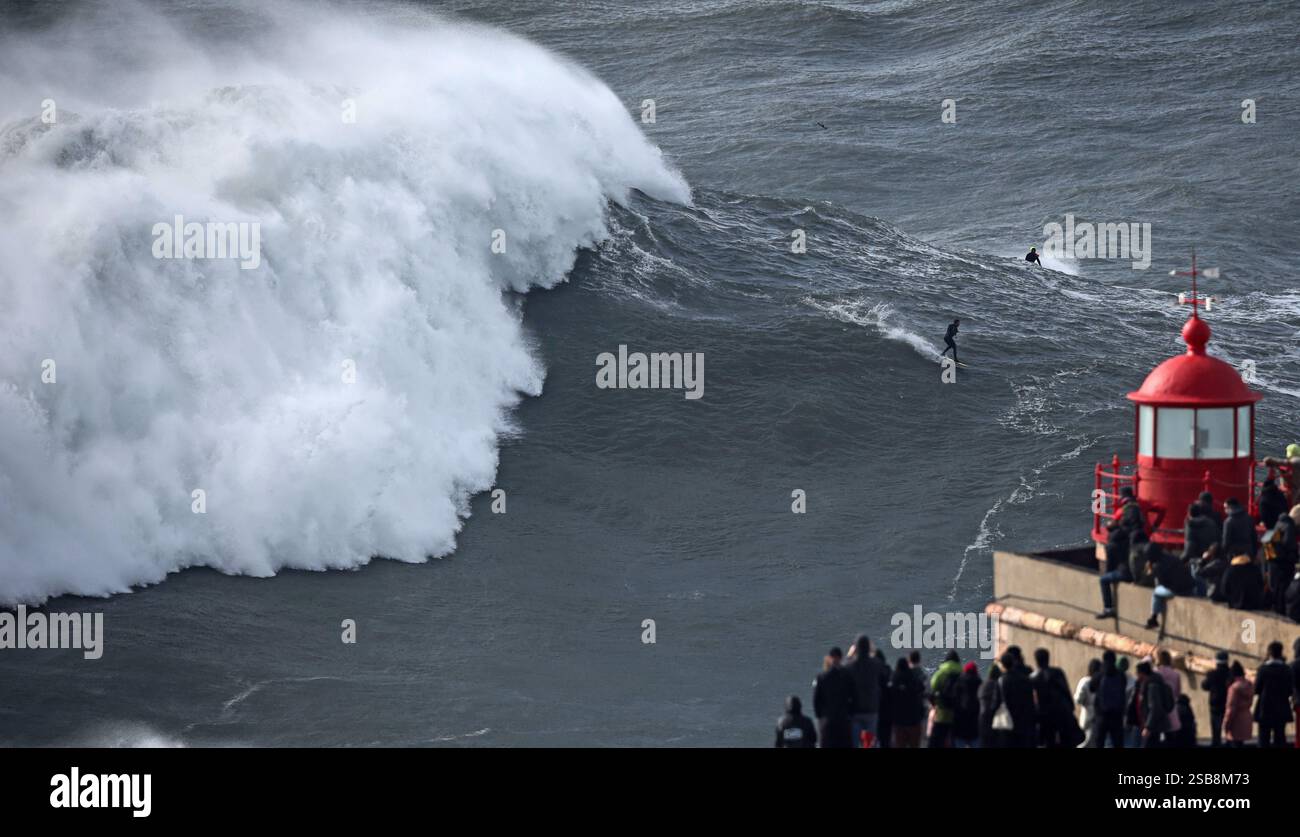 NAZARE, PORTUGAL - JANUARY 28: Nick von Rupp of Portugal riding a big ...
