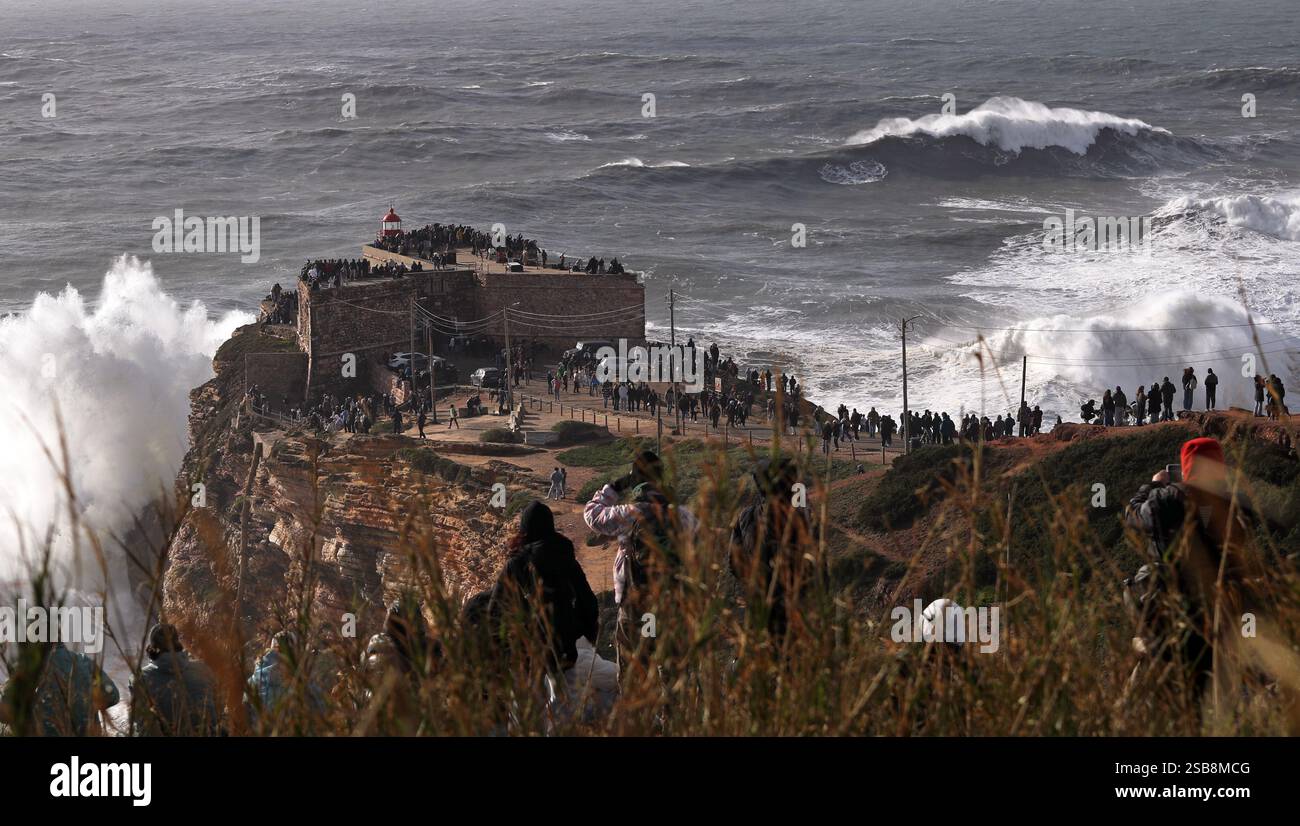 NAZARE, PORTUGAL - JANUARY 28: General view of Sao Miguel Arcanjo fort ...