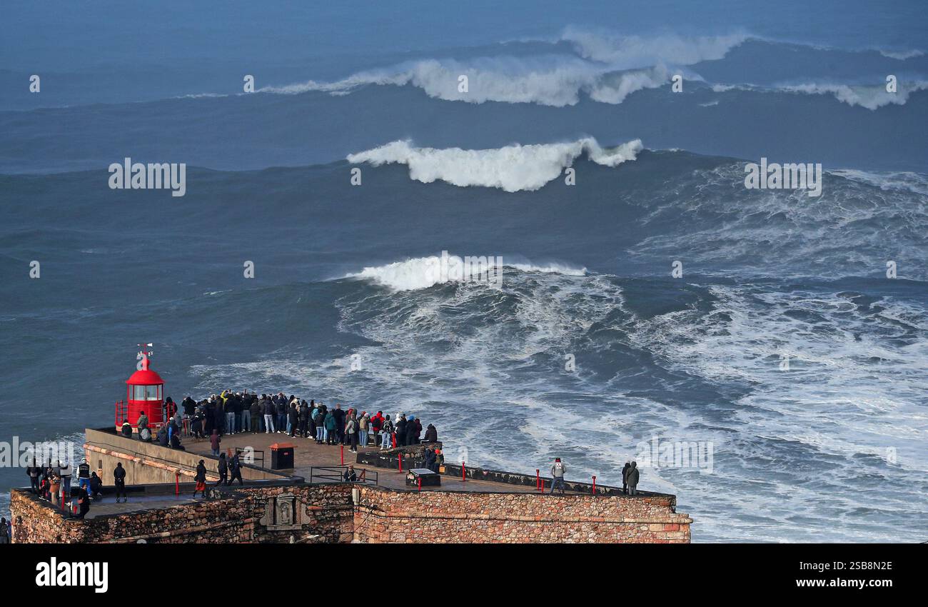 NAZARE, PORTUGAL - JANUARY 28: General view of Sao Miguel Arcanjo fort ...