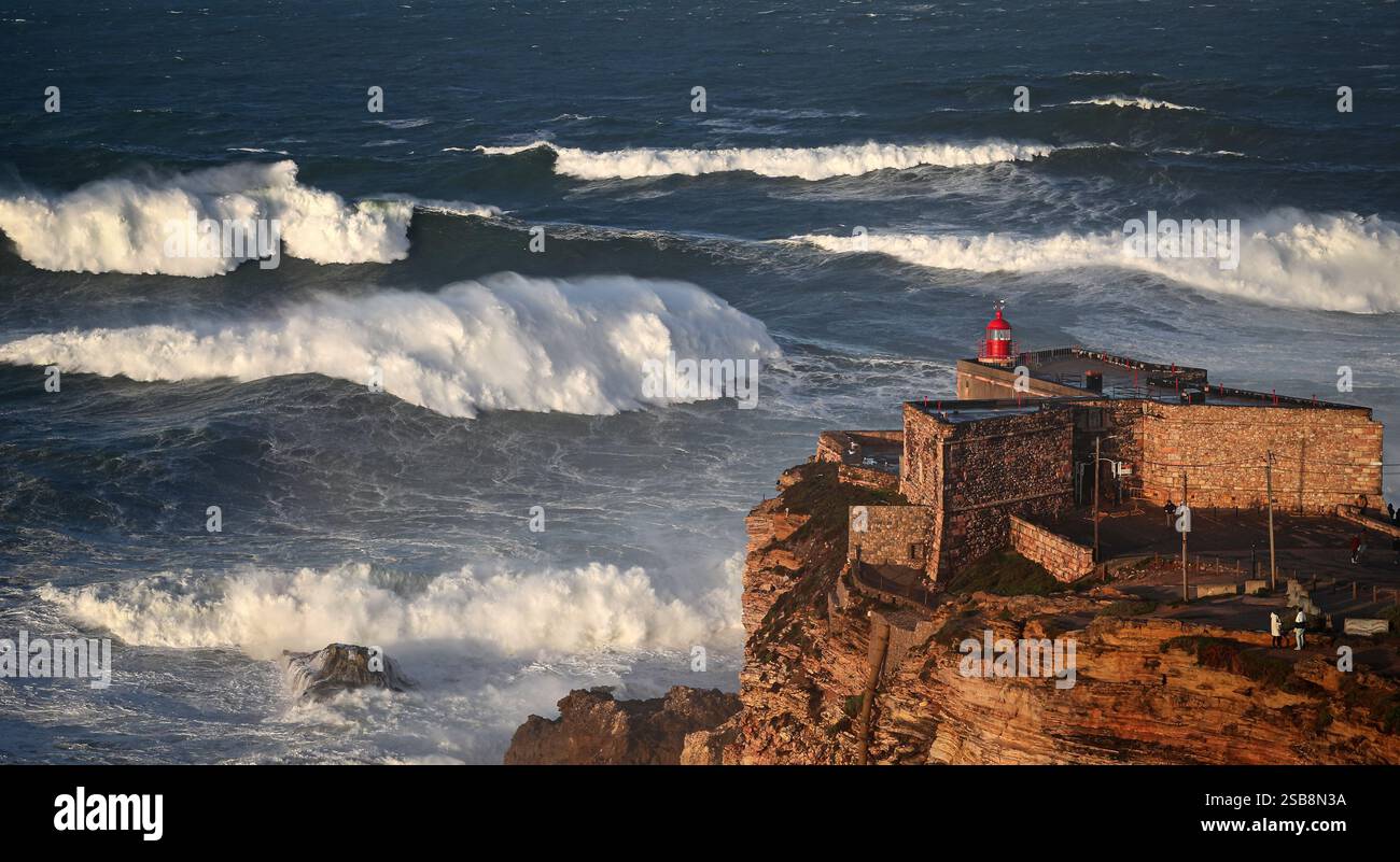 NAZARE, PORTUGAL - JANUARY 28: General view of Sao Miguel Arcanjo fort ...
