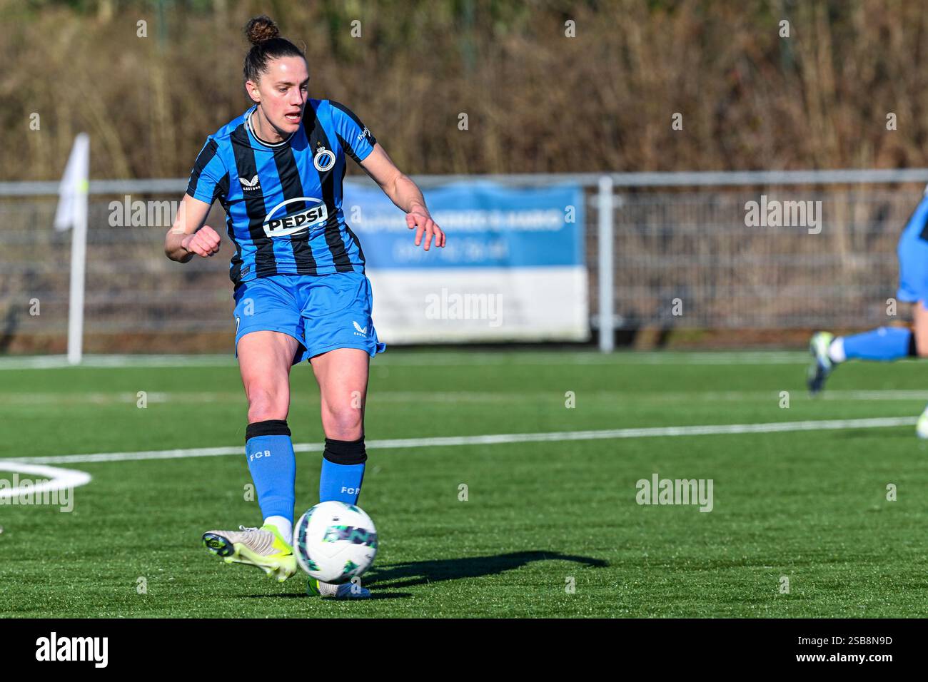 Aalter, Belgium. 1st Feb 2025. Chloe Vande Velde (8) of Club YLA pictured during a female soccer ...