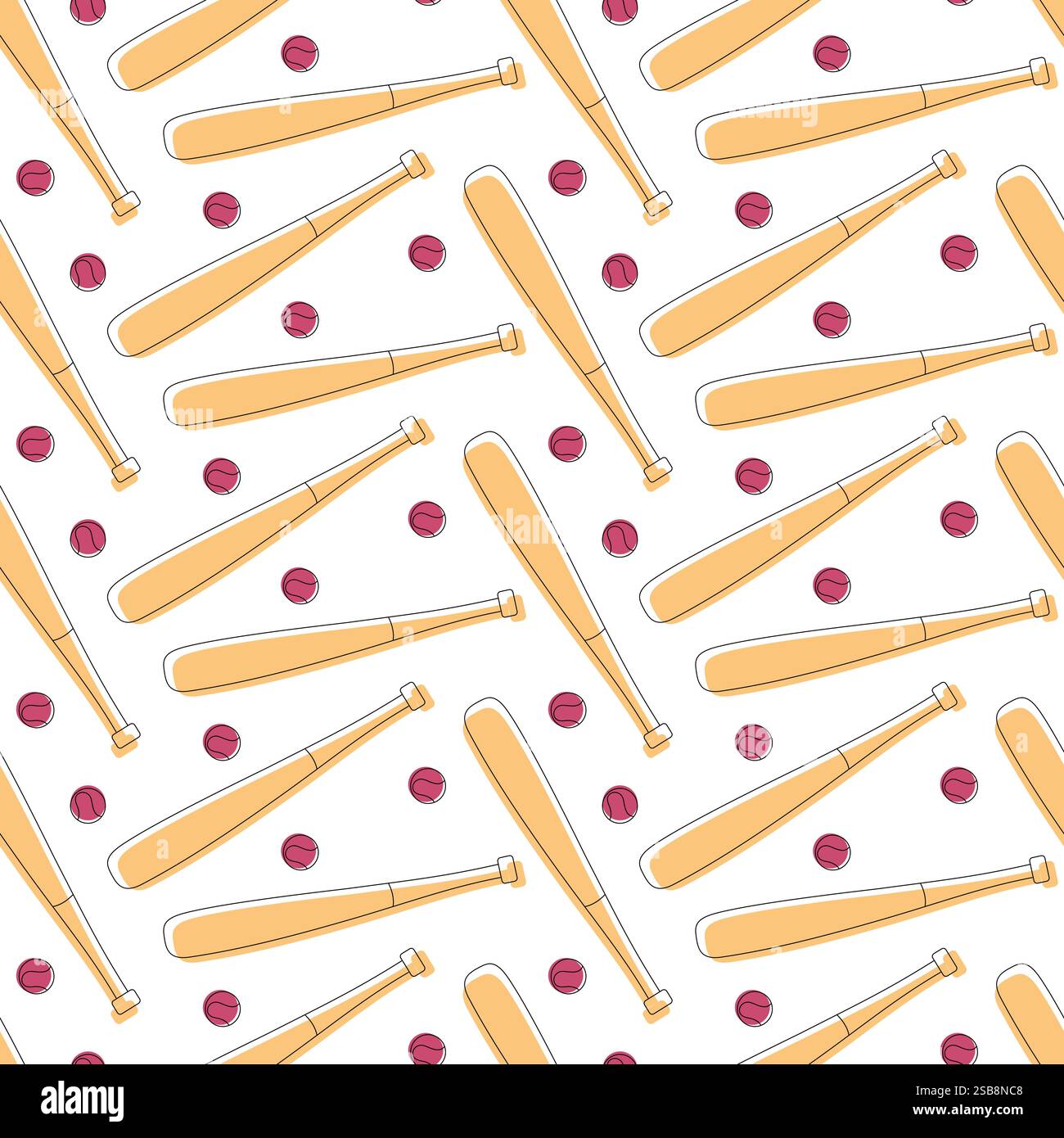 baseball Seamless pattern vector softball baseball bat scarf isolated ...