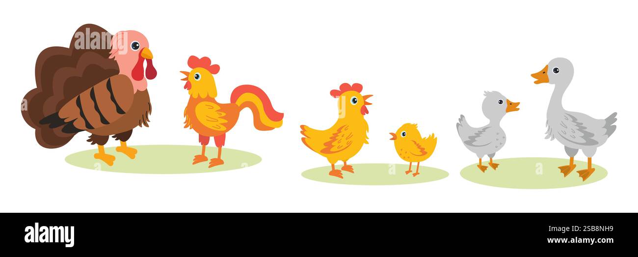 Colorful farm animals gathered together in a playful setting during a ...