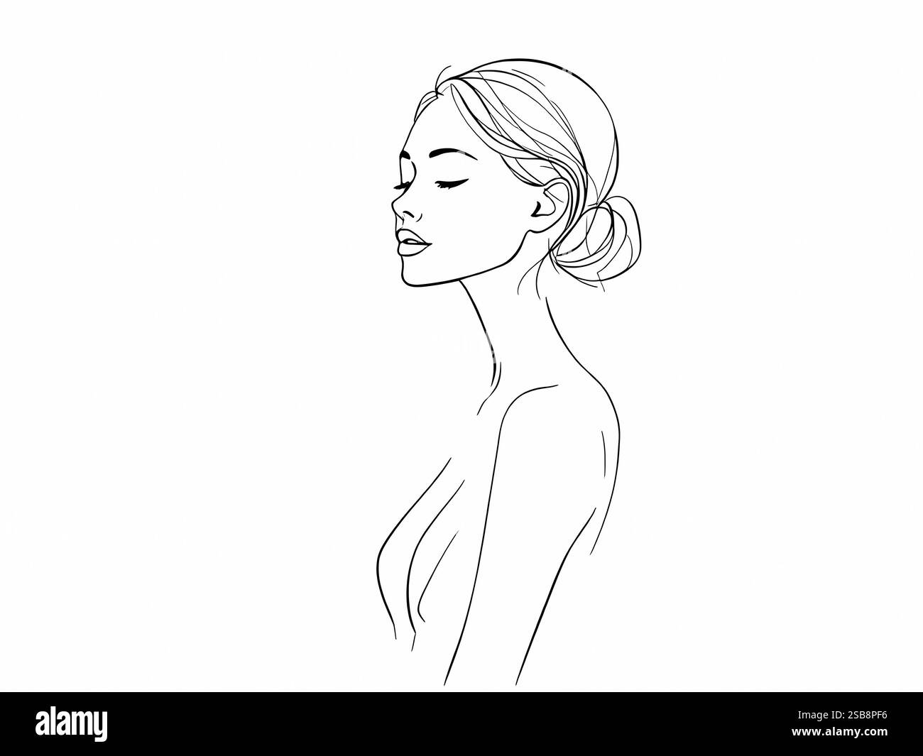 Elegant Female Profile Line Art Illustration Stock Photo - Alamy