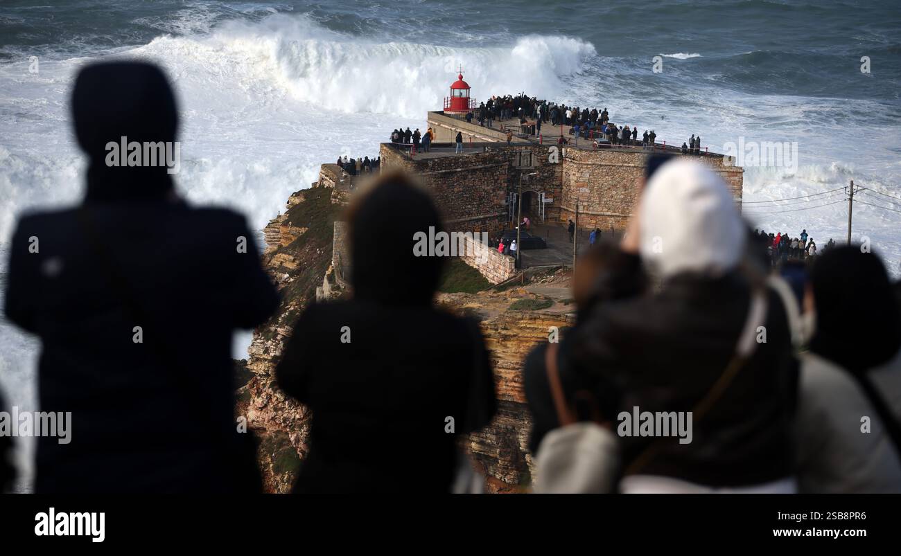 NAZARE, PORTUGAL - JANUARY 27: General view of Sao Miguel Arcanjo fort ...
