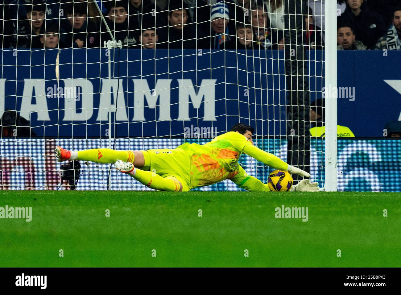 Courtois (Real Madrid CF) in action during La Liga soccer match between ...