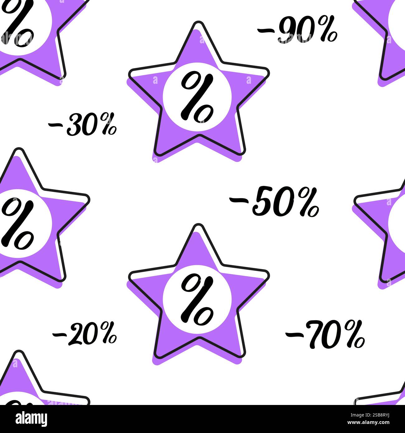 Discount stars pattern with various percentage off promotions on a ...