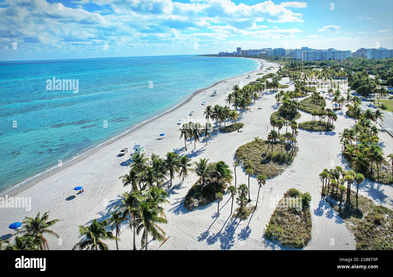 Aerial view Crandon Park beach in Key Biscayne in Miami, USA Stock Photo - Alamy