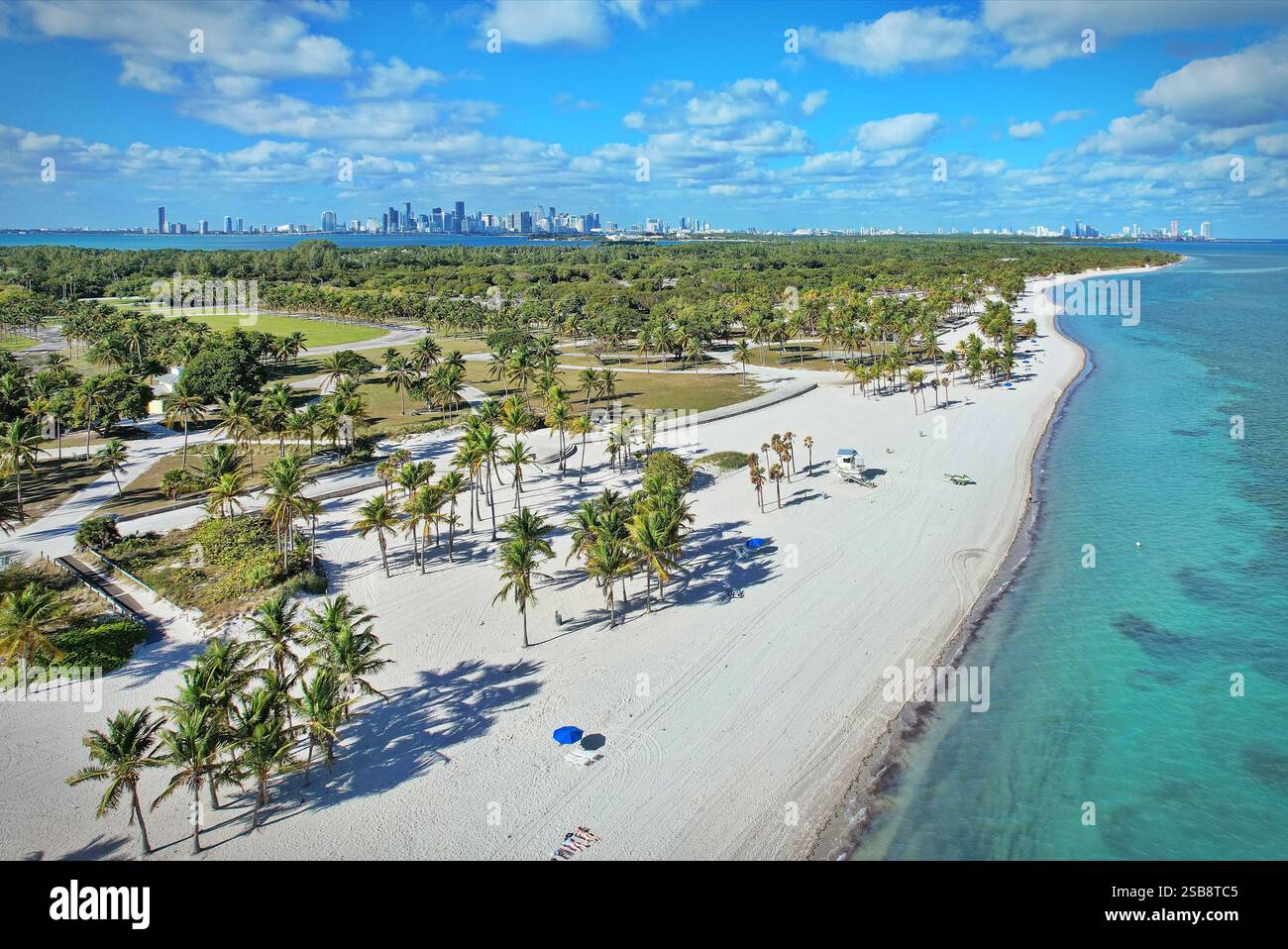 Aerial view Crandon Park beach in Key Biscayne in Miami, USA Stock Photo - Alamy