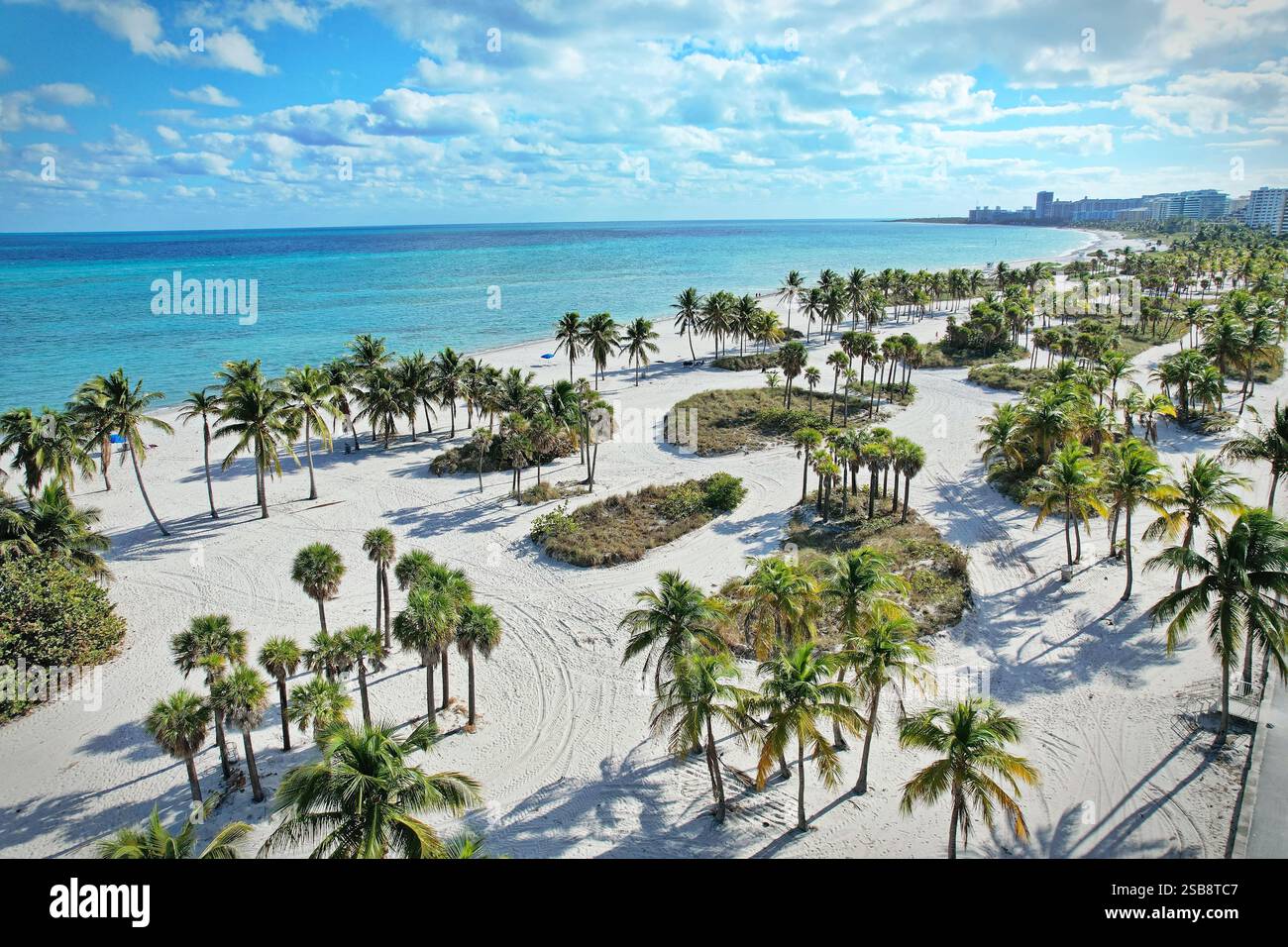Aerial view Crandon Park beach in Key Biscayne in Miami, USA Stock ...