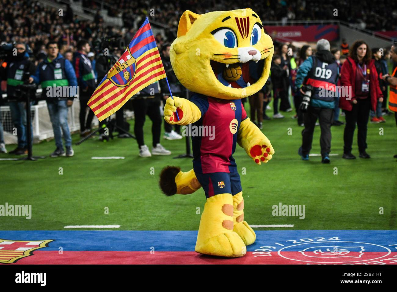 The new FC Barcelona mascot (CAT) during the Spanish championship La ...