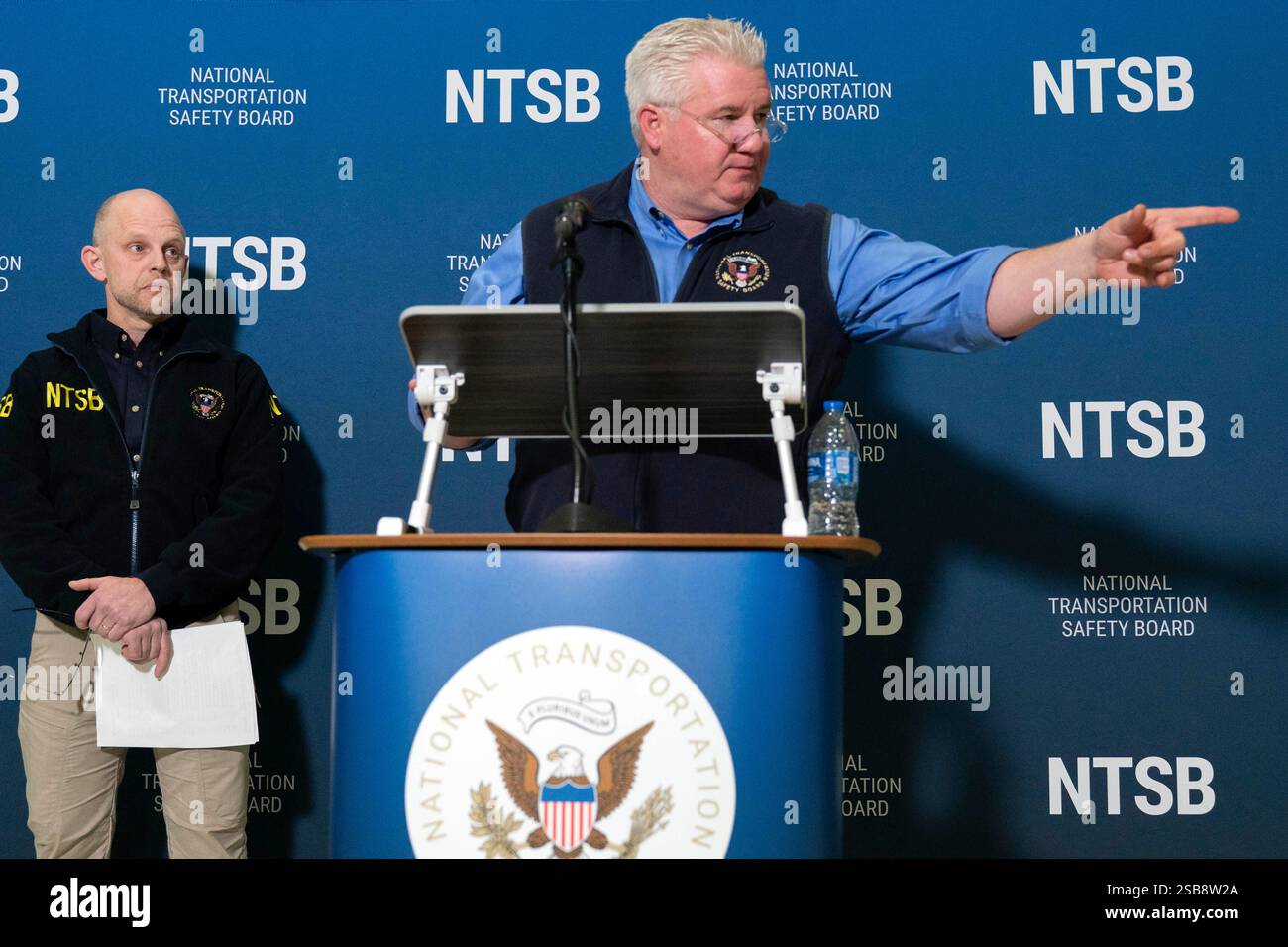National Transportation Safety Board member Todd Inman speaks with ...