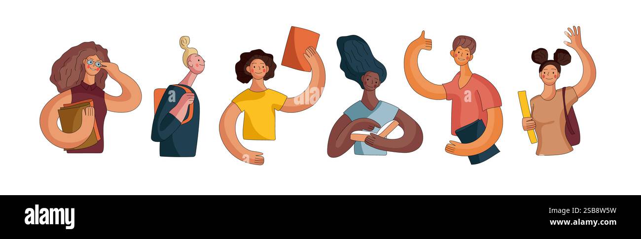 Diverse group of students engaged in various activities in a lively ...