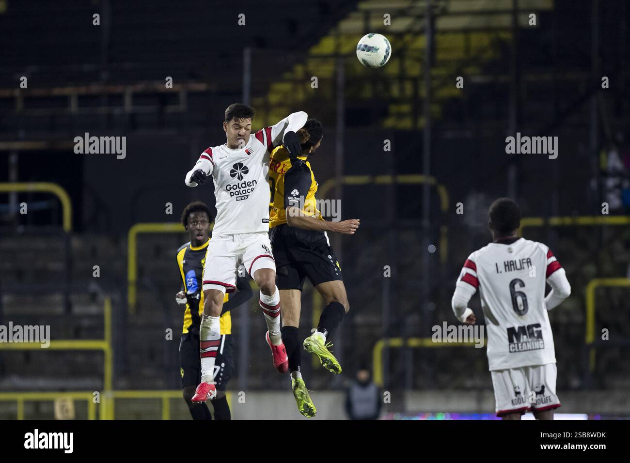 Lier, Belgium. 01st Feb, 2025. Rwdm's David Sousa and Lierse's Bryan ...