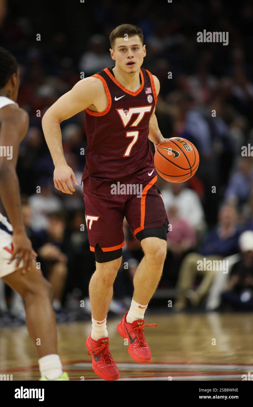Charlottesville, VA, USA. 1st Feb, 2025. Virginia Tech Hokies guard ...