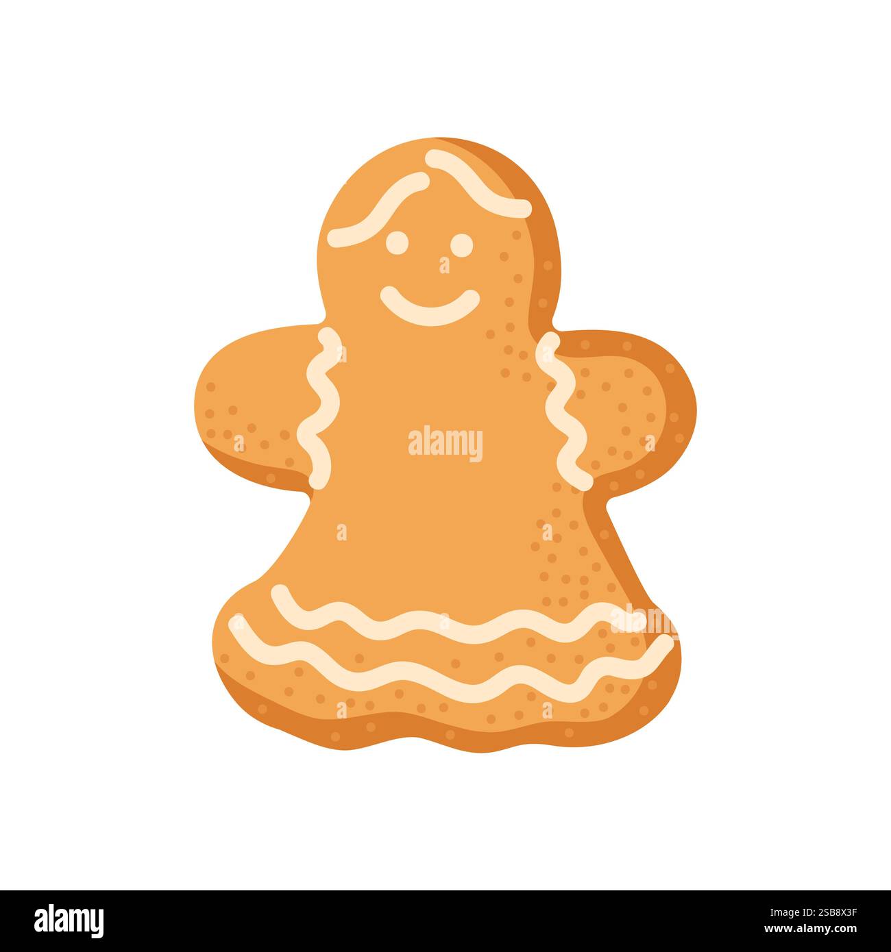 Gingerbread cookie shaped like a smiling girl with white icing ...