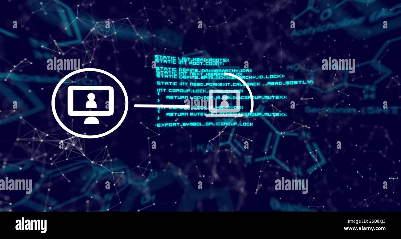 Digital network and data processing image over abstract background with connections Stock Photo ...